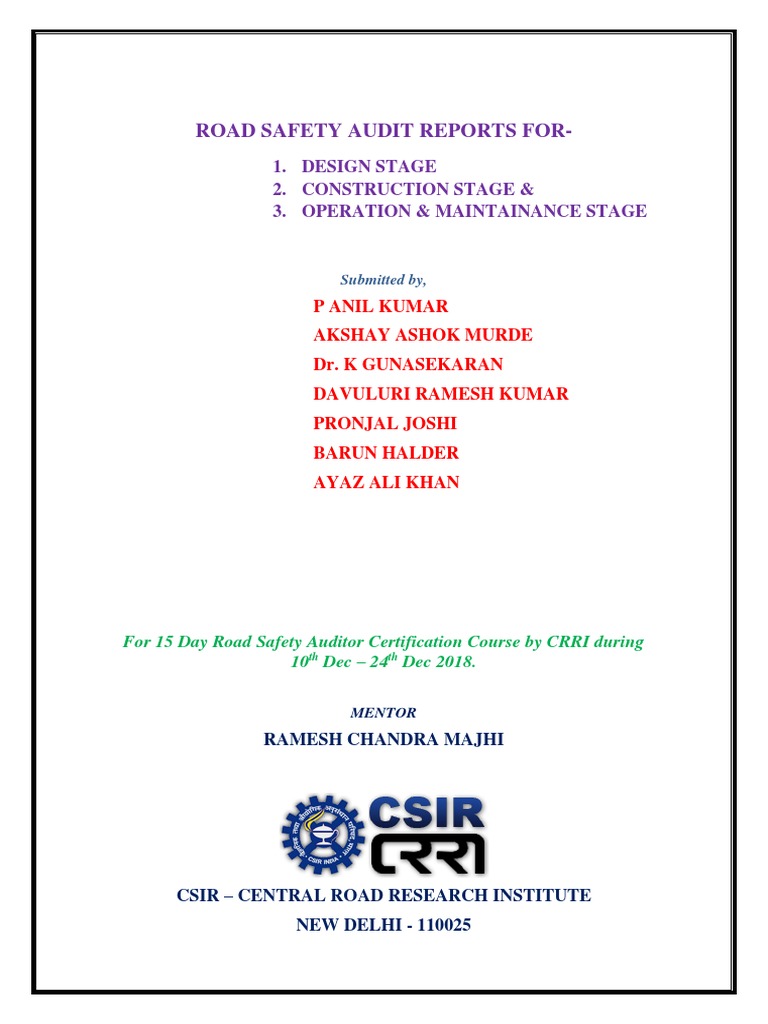 Design Stage Road Safety Audit Report | PDF | Road Traffic Safety | Road