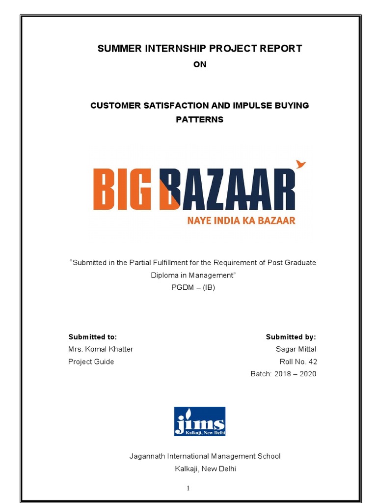 Sagar SUMMER INTERNSHIP PROJECT REPORT | PDF | Retail | Economies
