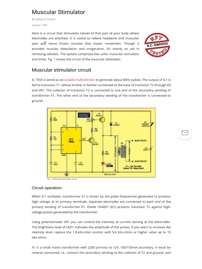 Muscle Stimulator Circuit Diagram | PDF | Electronic Circuits ...