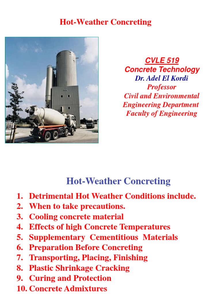 1 Hot Weather Concreting - PDF | PDF | Concrete | Fly Ash