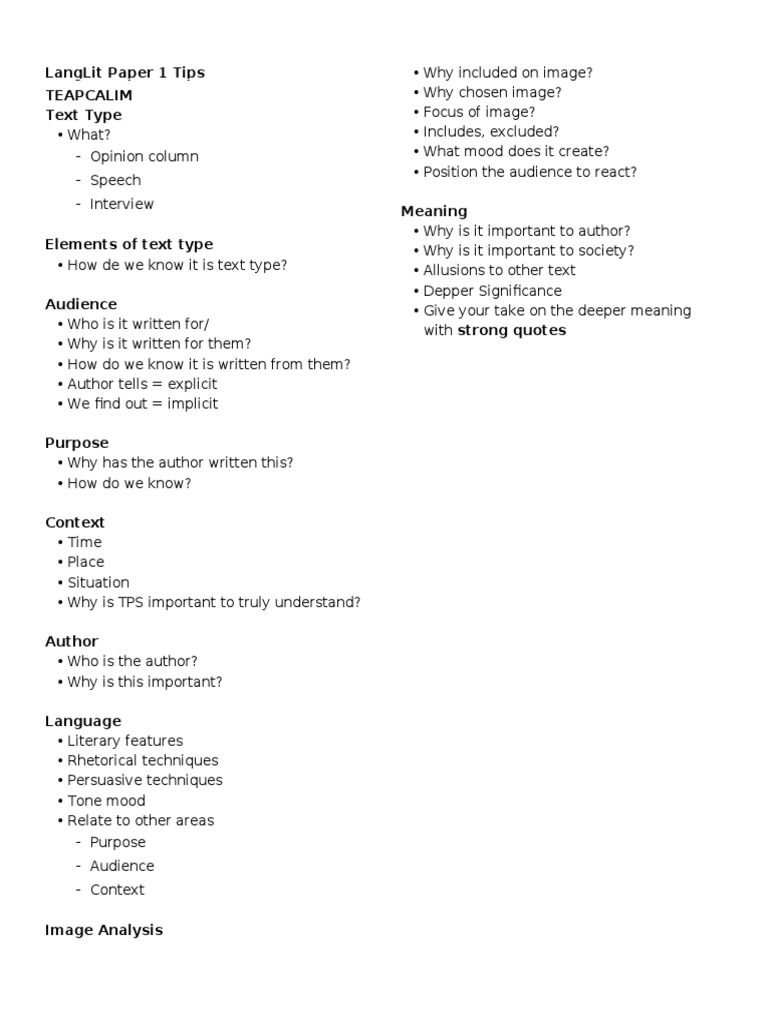 Langlit Paper 1 Tips Teapcalim Text Type | PDF