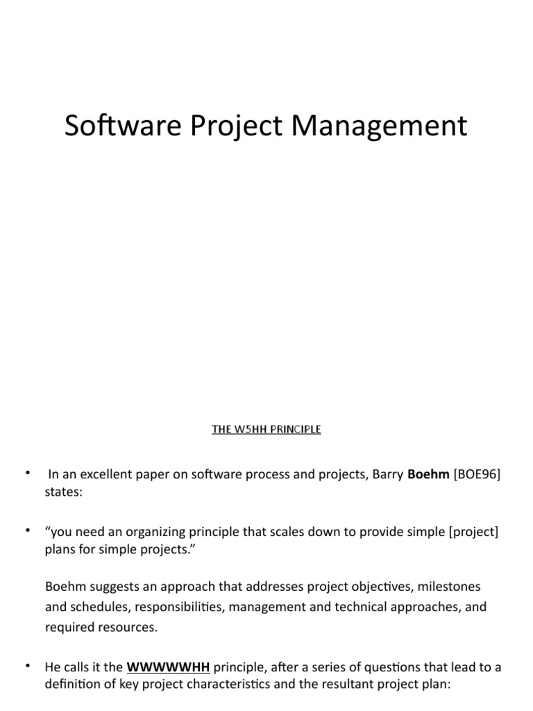 W5HH Principles in Software Management | PDF | Computer Programming ...