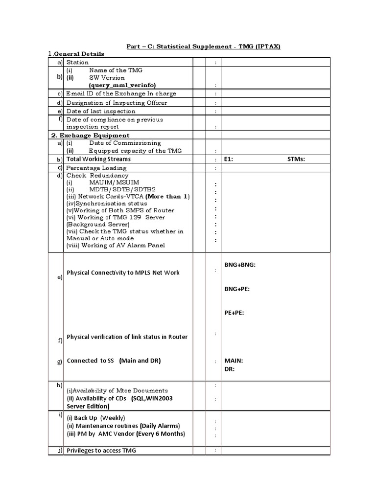 Telecom Maintenance Checklist | PDF | Alternating Current | Engines