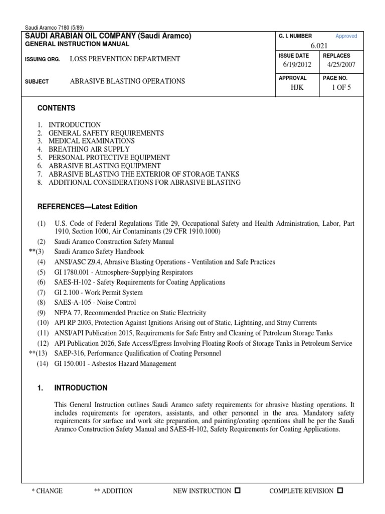 Saudi Arabian Oil Company (Saudi Aramco) : General Instruction Manual ...