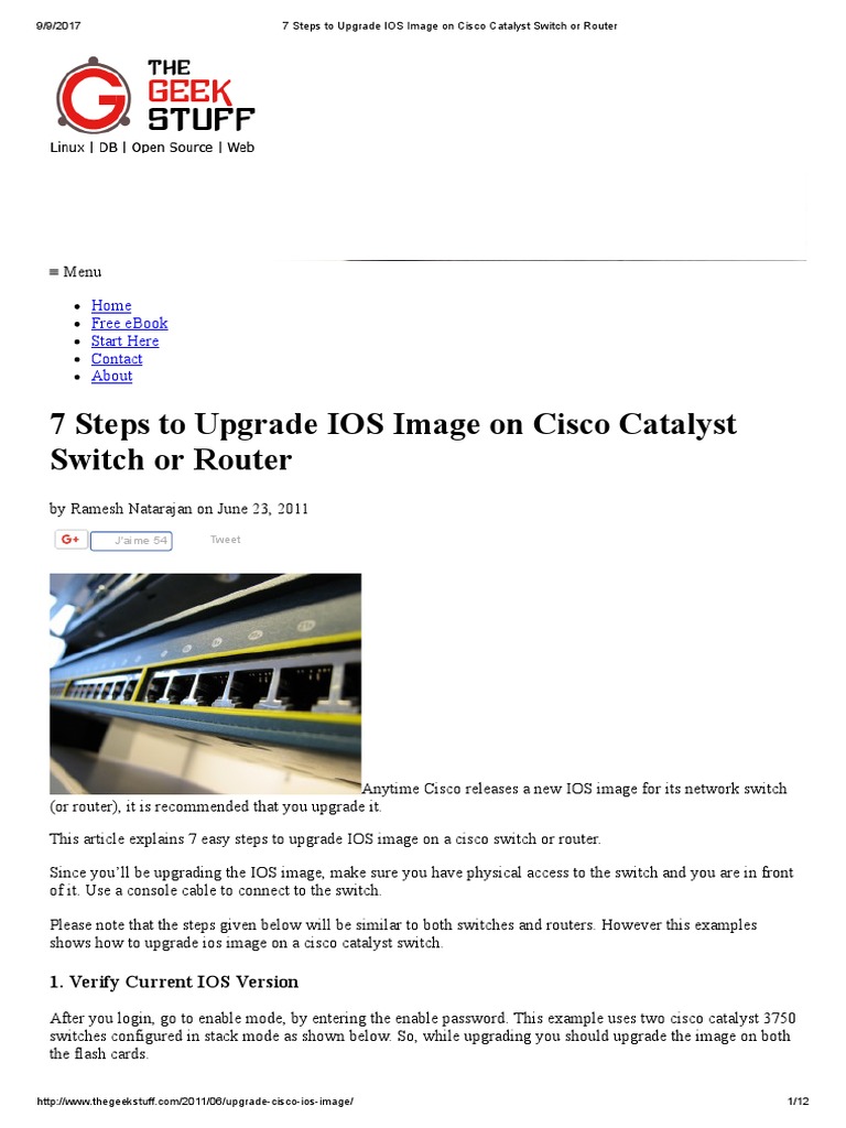 7 Steps To Upgrade IOS Image On Cisco Catalyst Switch or Router | PDF ...