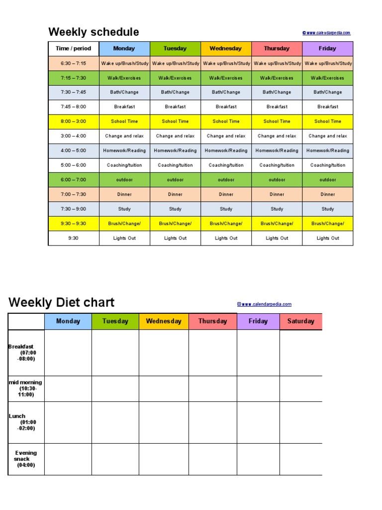 Weekly Schedule: Time / Period Monday Tuesday Wednesday Thursday Friday ...