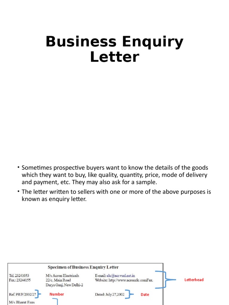 Business Enquiry Letter Details | PDF