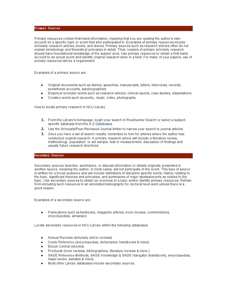 Primary Sources: A-Z Databases | PDF | Primary Sources | Academic ...