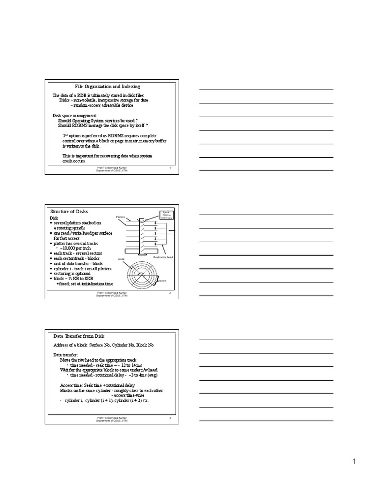 File Organization and Indexing: Prof P Sreenivasa Kumar Department of CS&E, IITM 1 | PDF ...