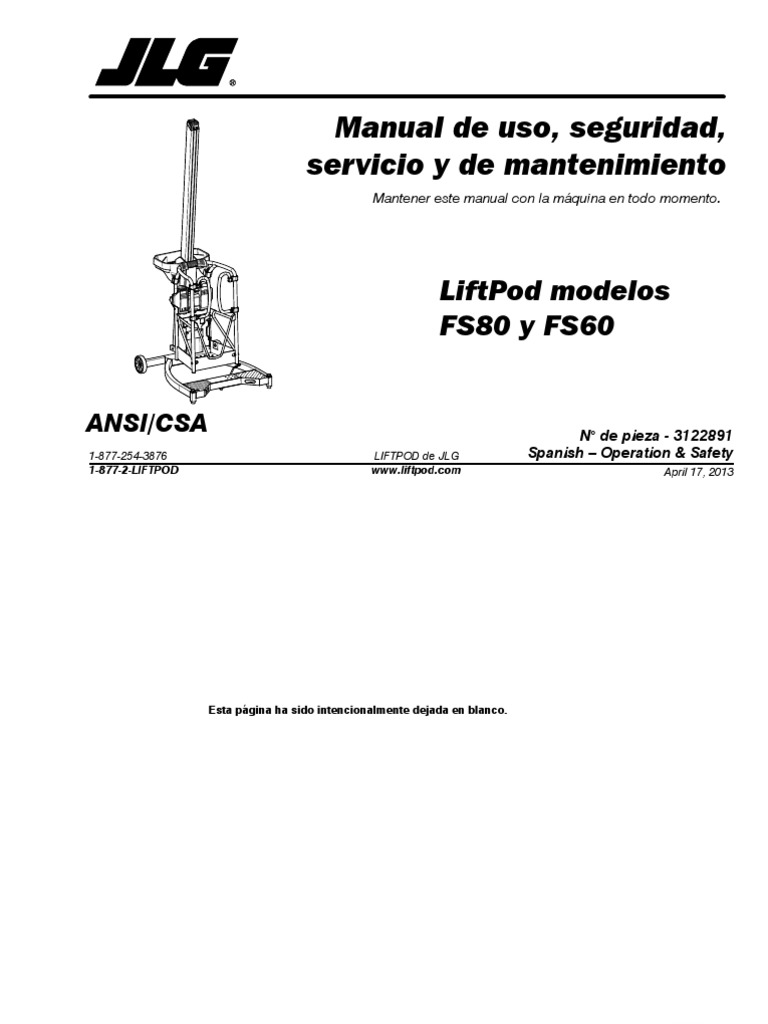 Manual de uso, seguridad, servicio y mantenimiento de los modelos FS80 ...