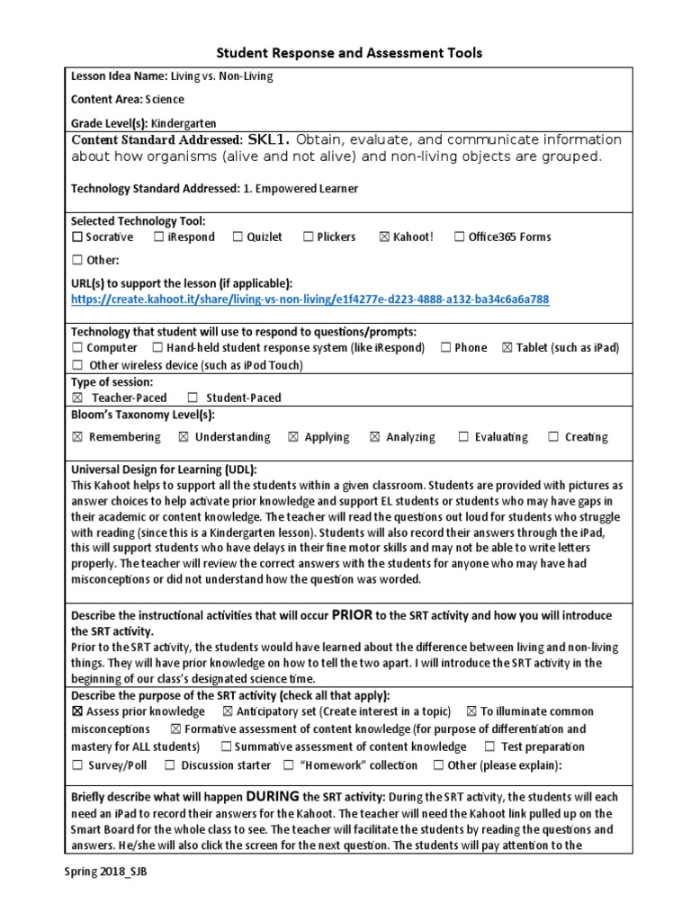 SRT Lesson Plan | PDF | Multiple Choice | Educational Assessment