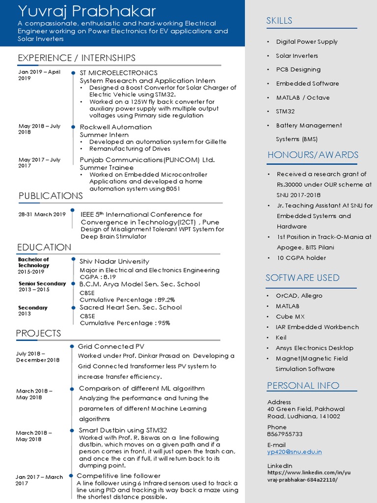 Resume Yuvraj PDF | PDF | Power Supply | Engineering