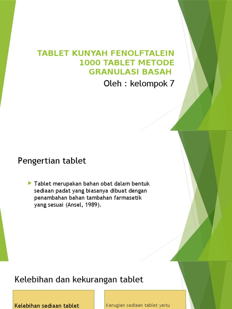 Tablet Kunyah Fenolftalein 1000 Tablet Metode Granulasi Basah-1 | PDF
