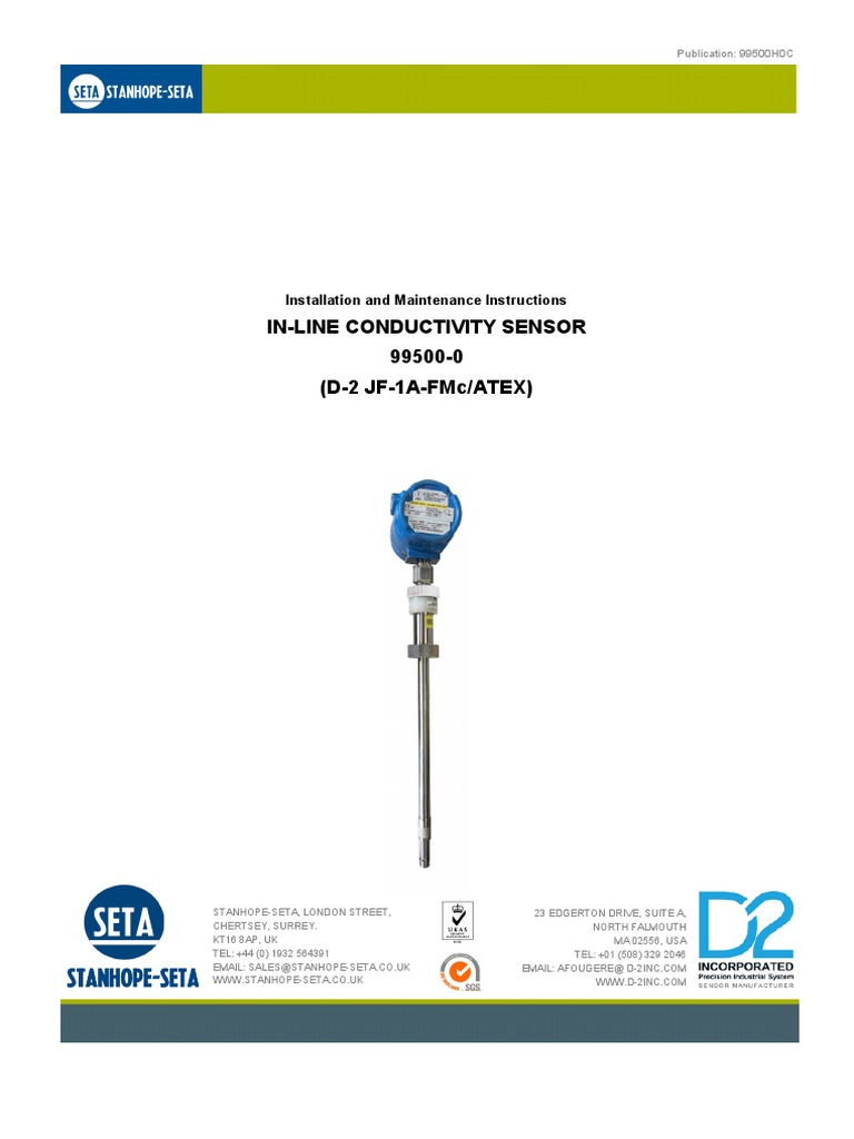 In-Line Conductivity Sensor 99500-0 (D-2 Jf-1A-Fmc/Atex) : Stanhope ...