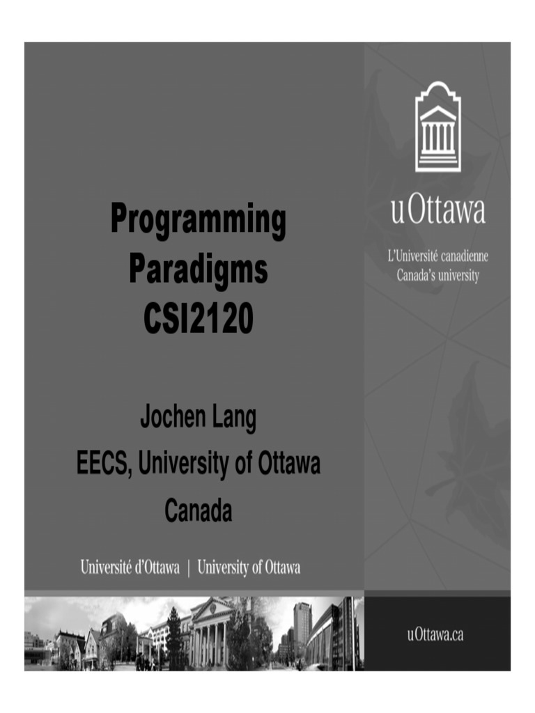Programming Paradigms CSI2120: Jochen Lang EECS, University of Ottawa Canada | PDF ...