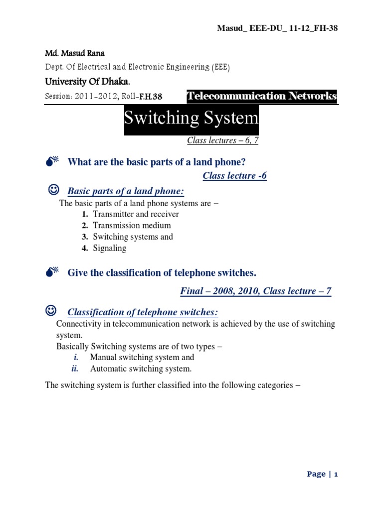 Switching System PDF | PDF | Telephone Exchange | Telephone