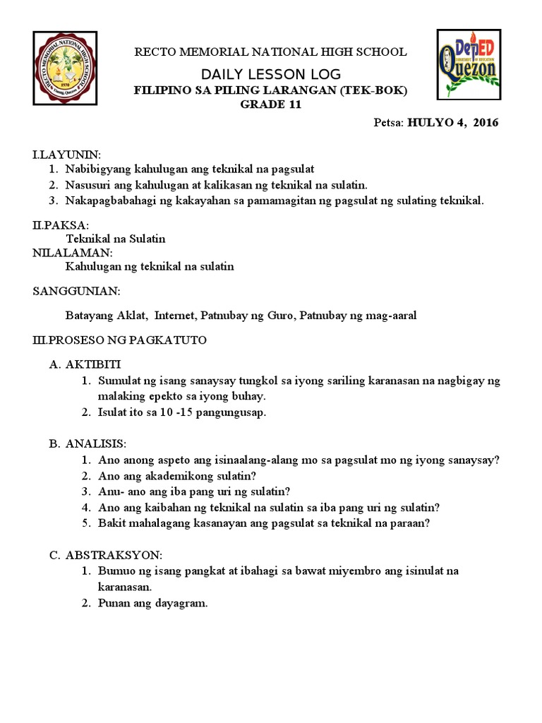 DLL Filipino | PDF