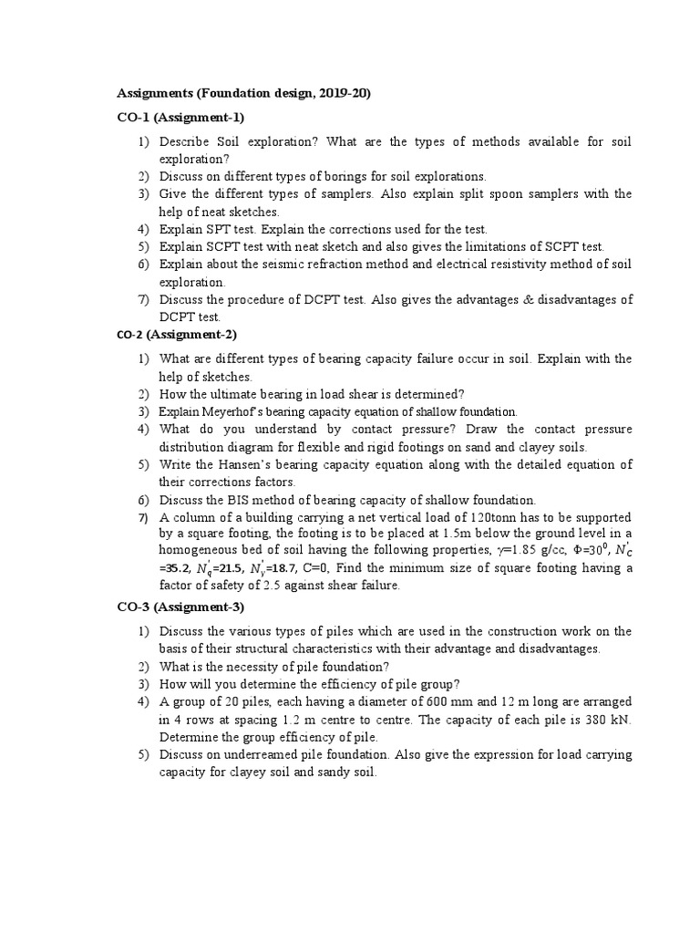 Foundation Design Assignments | PDF | Deep Foundation | Structural ...