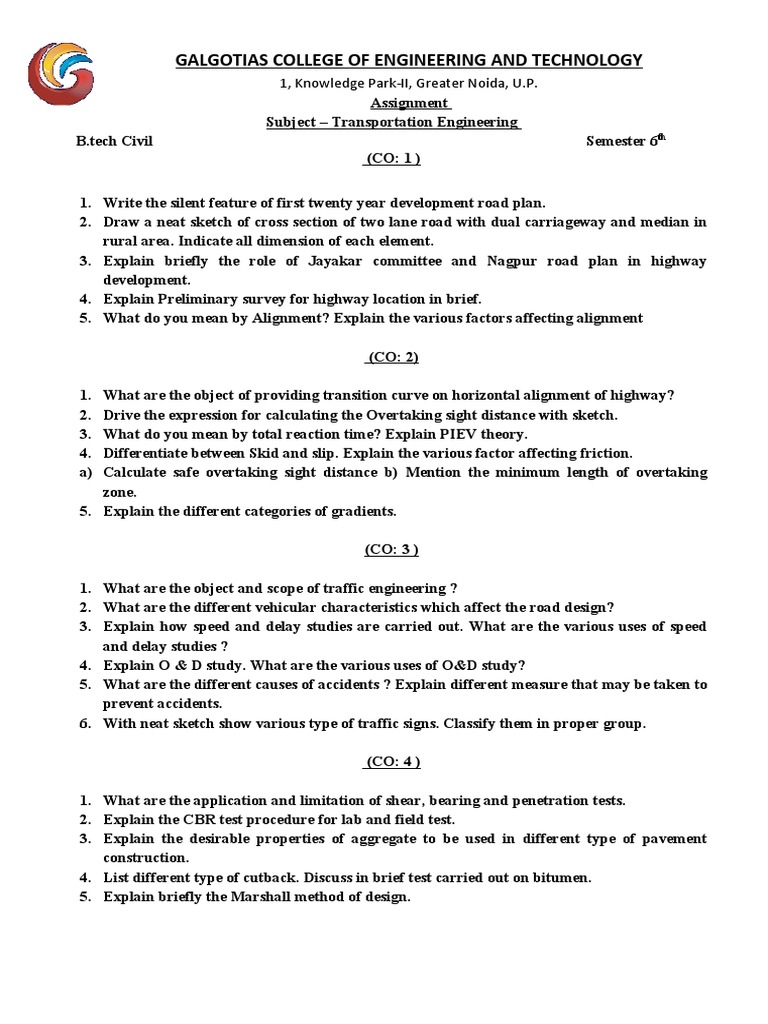 TE Assignment | PDF | Road | Road Surface