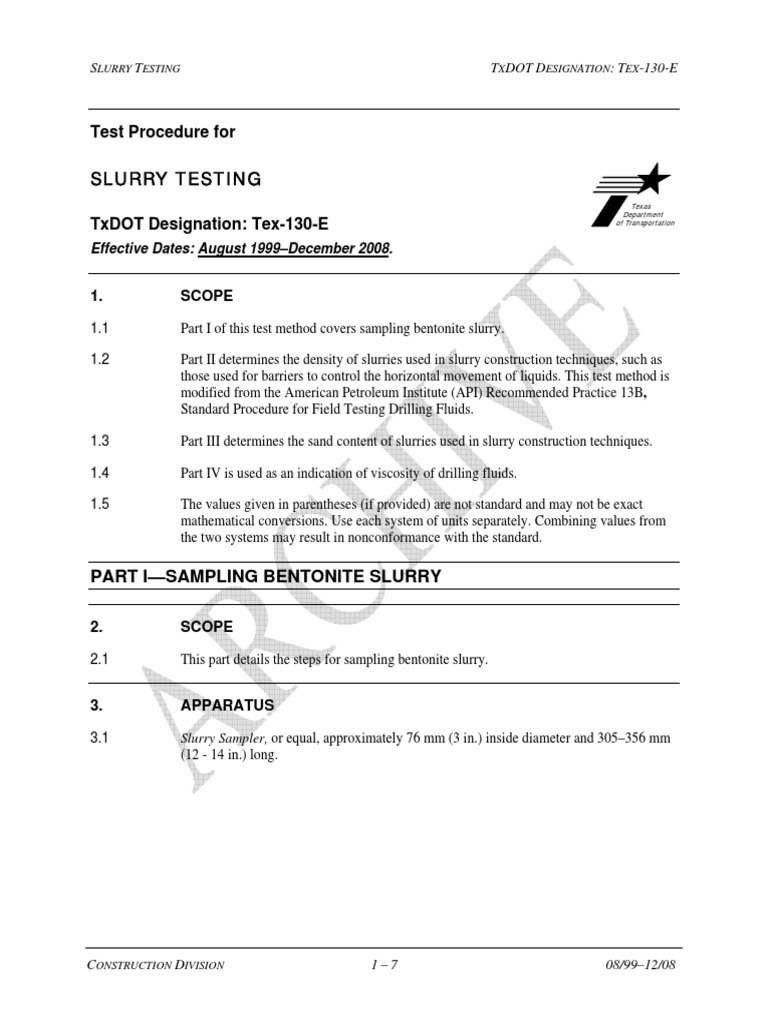 Slurry Testing: Test Procedure For | PDF | Density | Calibration