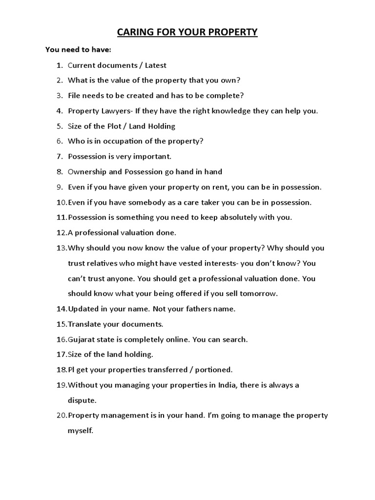 Caring For Your Property | PDF | Property | Negotiation