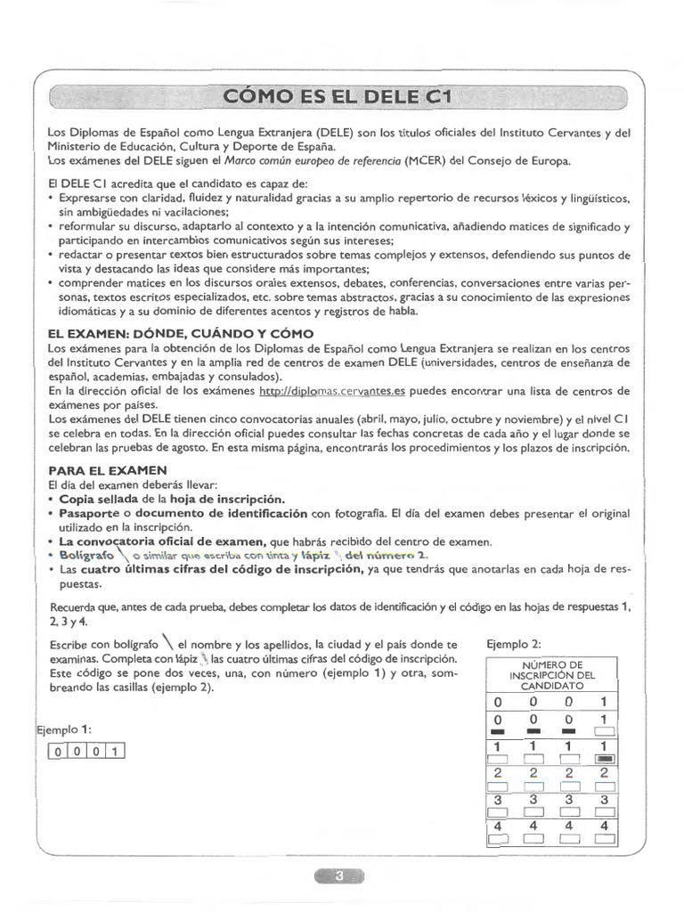 Guía de preparación para DELE C1 | PDF | Comprensión lectora | Prueba ...