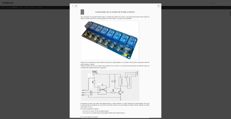 Conexionado de Un Módulo de 8 Relés A Arduino - Practecno | PDF | Relé ...