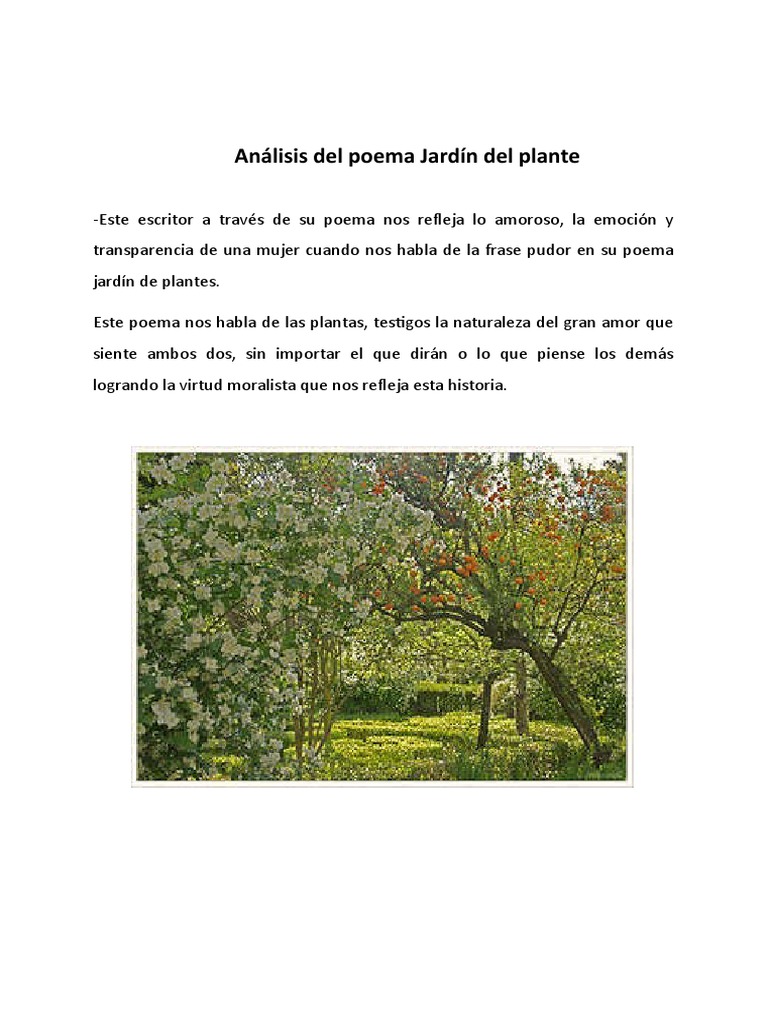 Análisis Del Poema Jardín Del Plante | PDF