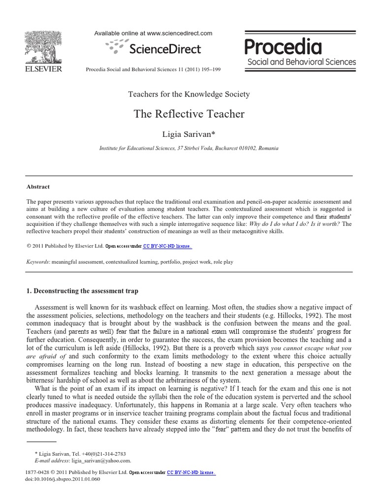 The Reflective Teacher | PDF | Educational Assessment | Competence ...