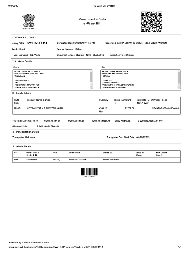 E-Way Bill: Government of India | PDF | Public Finance | Economy Of India