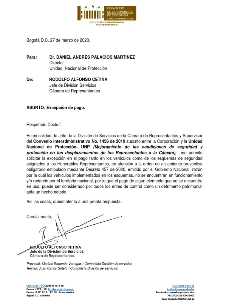 OFICIO UNP - Excepcion de Pago | PDF