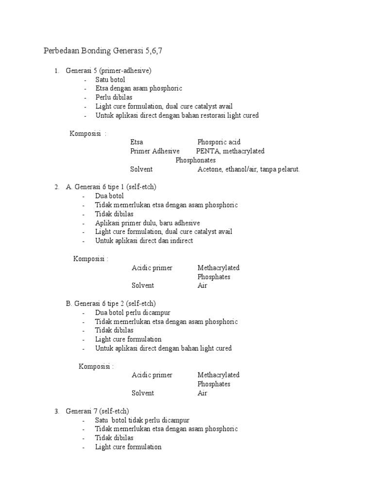 Perbedaan Bonding Generasi 567 | PDF