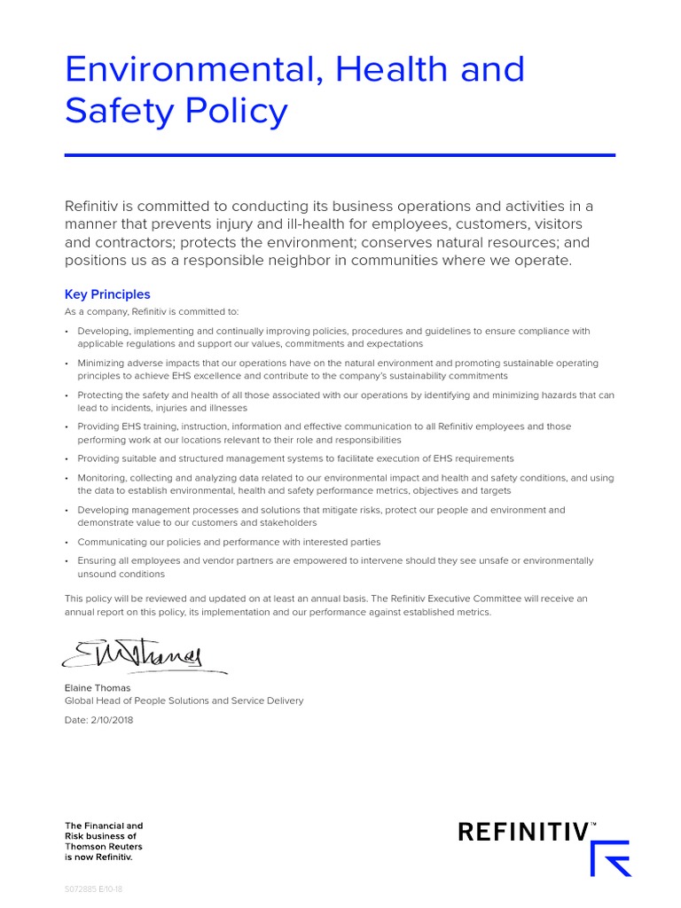 Environmental Health Safety Policy | PDF