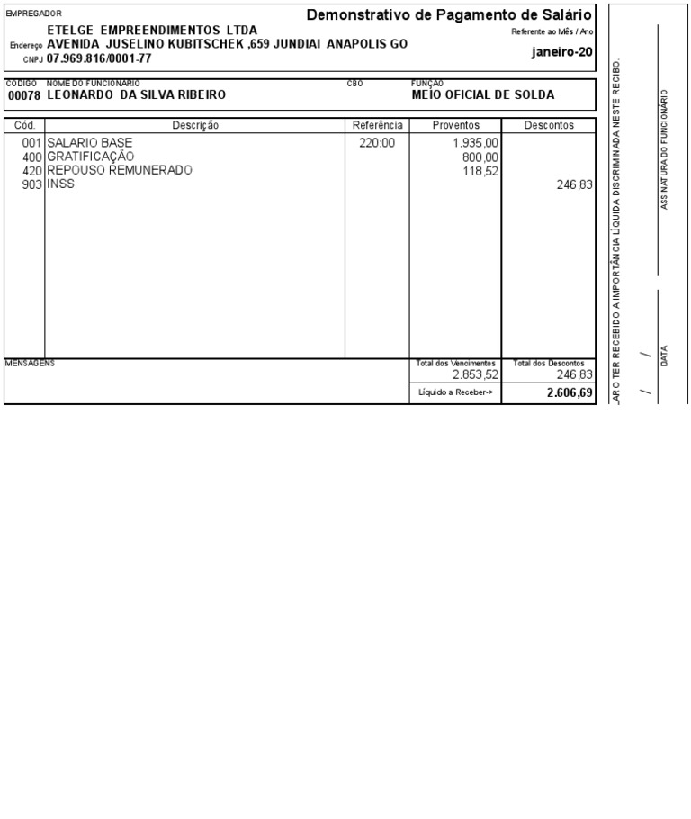 Modelo Holerite 02 | PDF | Salários | Salário