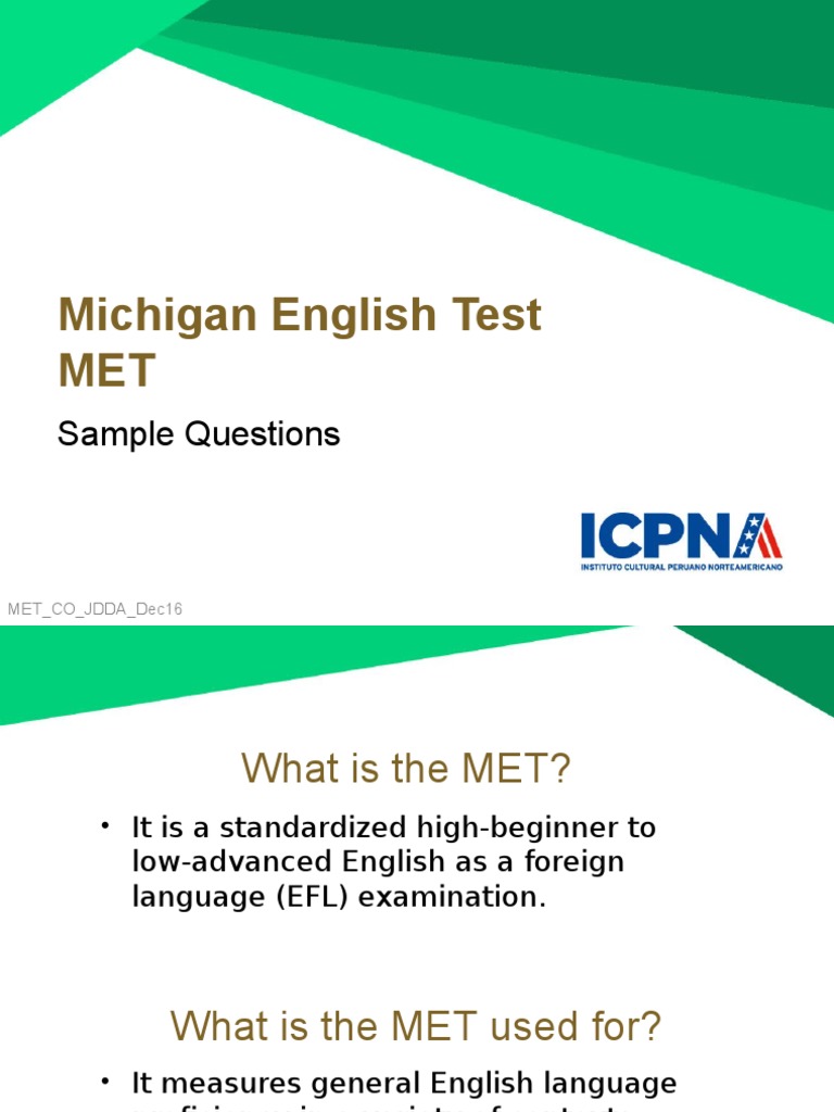 MET Exam Guide for EFL Learners | PDF | Test (Assessment) | Communication