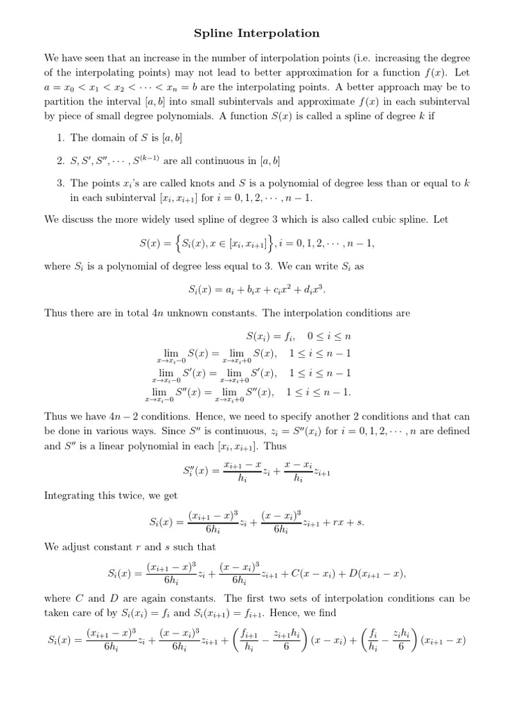 Spline PDF | PDF | Spline (Mathematics) | Interpolation