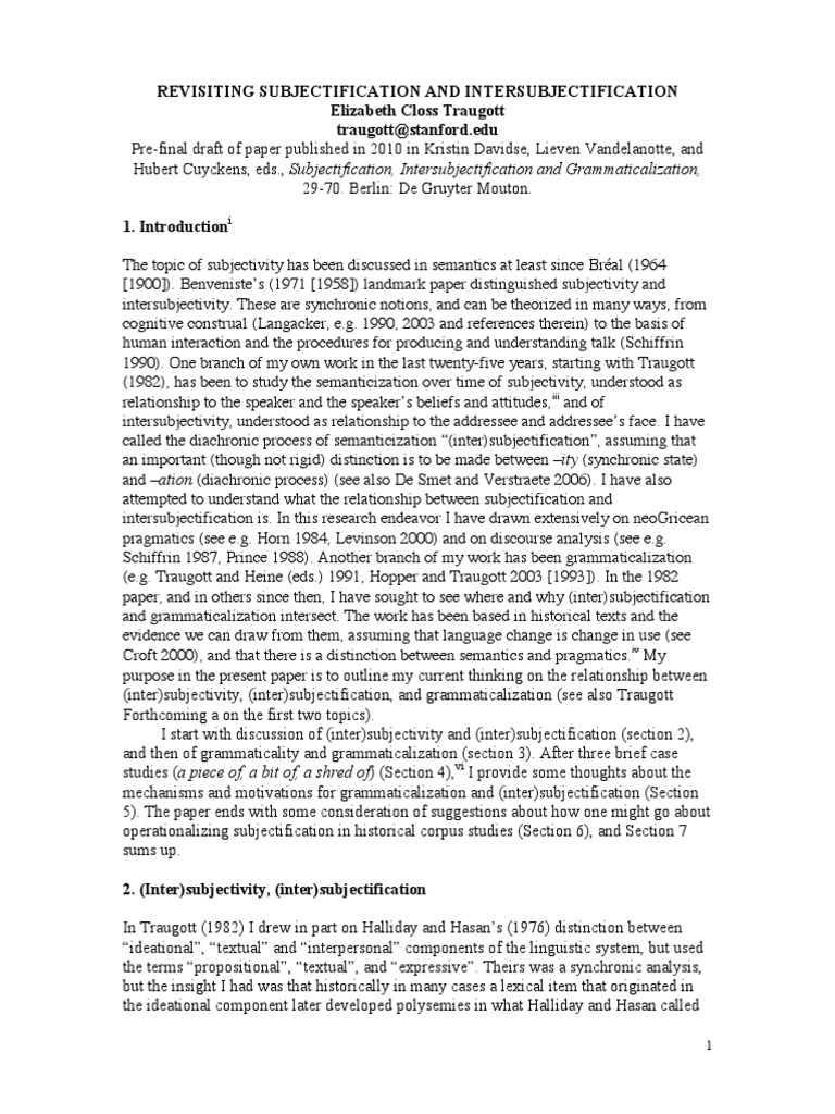 Subjectification & Intersubjectification | PDF | Semiotics | Philology