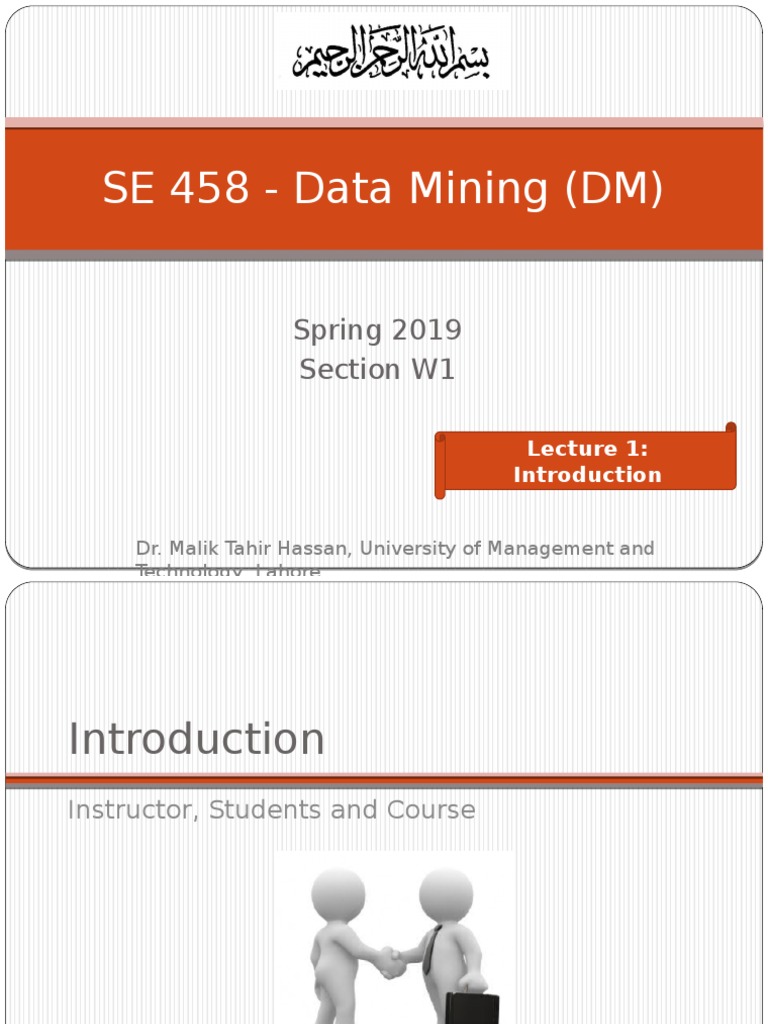 SE 458 - Data Mining (DM) : Spring 2019 Section W1 | Download Free PDF | Data Mining | Data