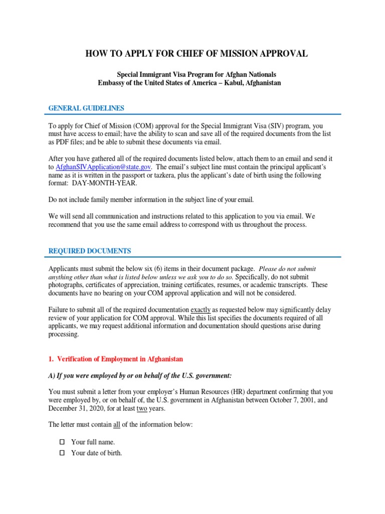 Afghan - SIV - Guidelines - and - DS157 - Instructions - Dec 2018 | PDF ...