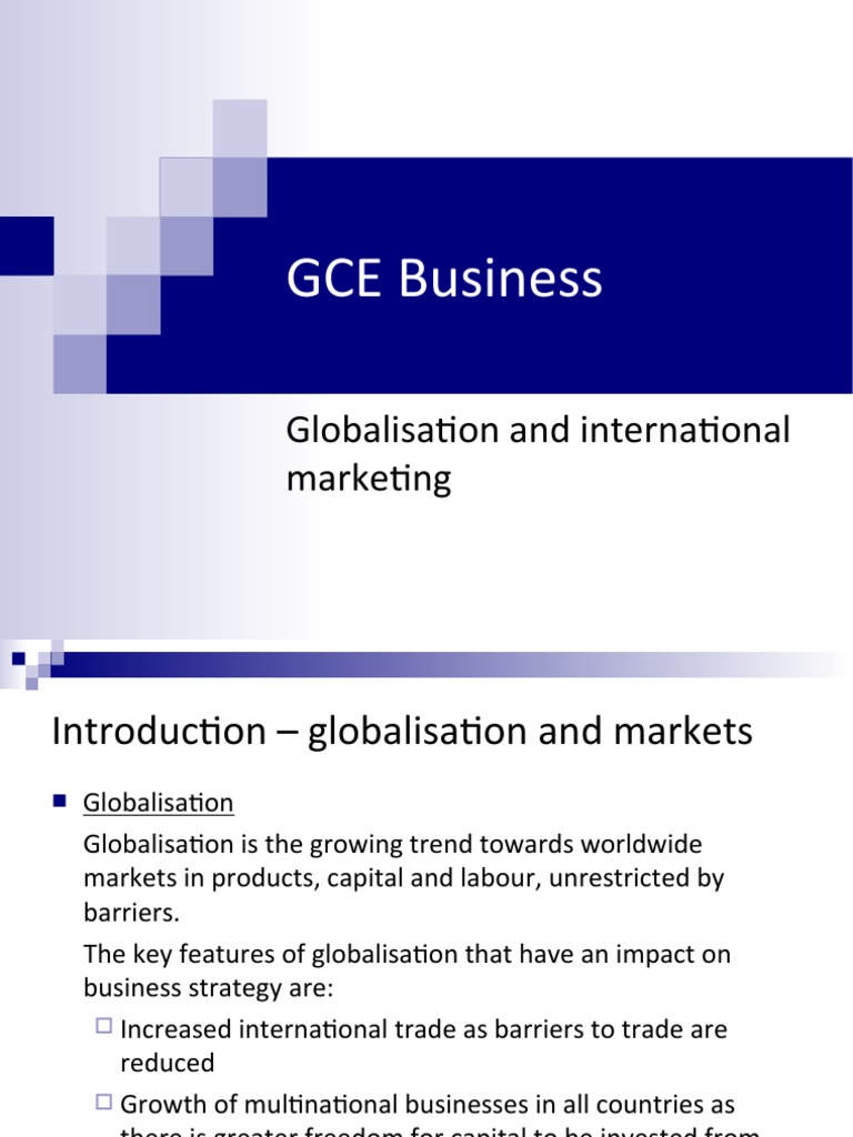 Globalisation in International Marketing | PDF | Tariff | Marketing