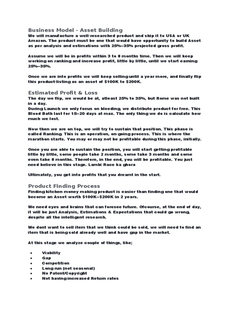 Business Model - Asset Building | PDF | Reliability Engineering ...