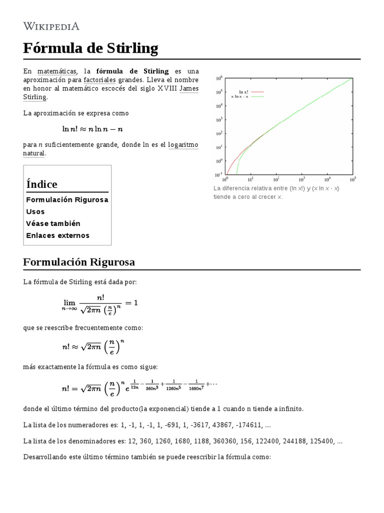 Fórmula de Stirling | PDF | Enseñanza de matemática | Análisis matemático