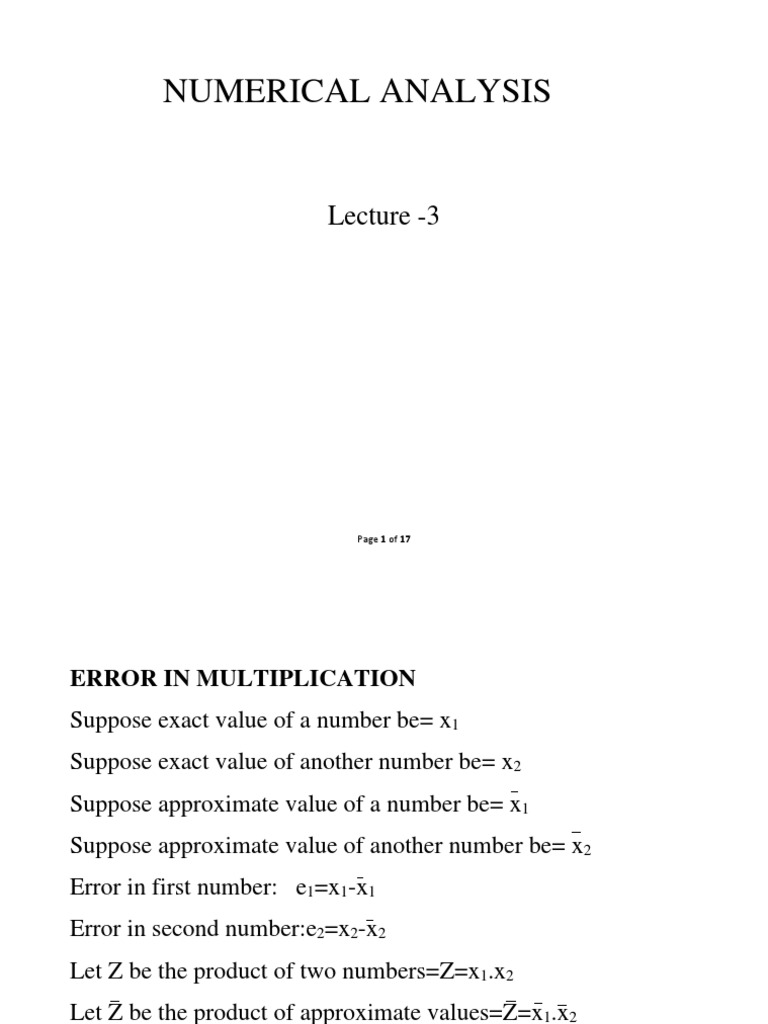 Numerical Analysis: Lecture - 3 | PDF | Numbers | Analysis
