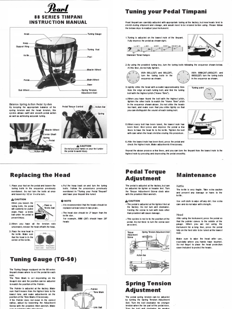 Tuning Your Pedal Timpani: 88 Series Timpani Instruction Manual | PDF ...