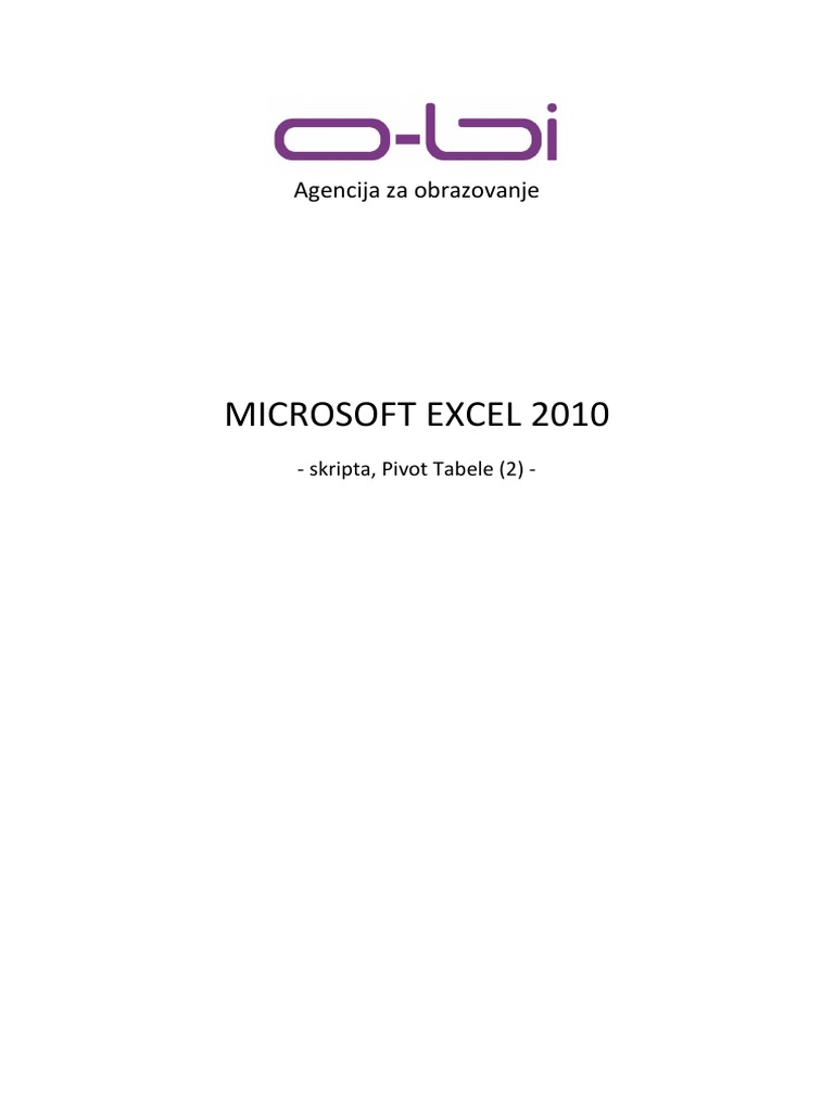 2 Excel 2010 Skripta - Pivot Tabele PDF | PDF
