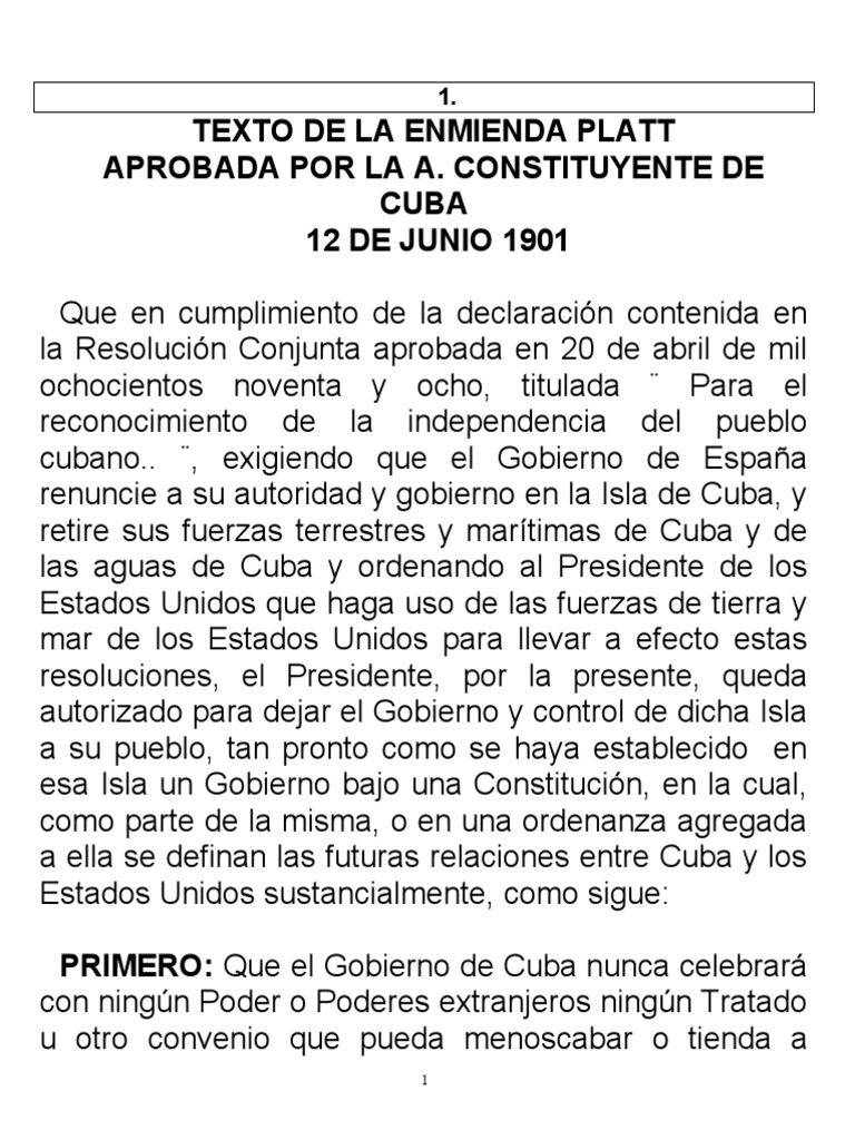 Enmienda Platt | PDF | Política de cuba | Cuba