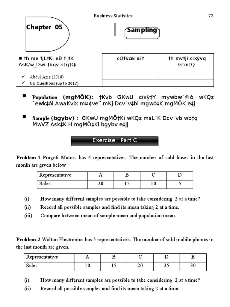 CH 5 Sampling O. 73-74 | PDF | Probability And Statistics | Teaching ...
