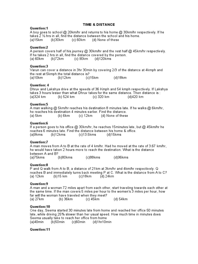 Time & DIstance Question | PDF | Speed | Ships