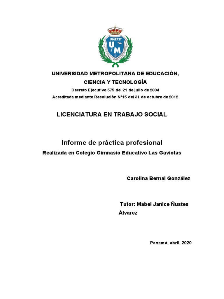 Estructura Del Informe De Practica Profesional Umecit Pdf Disco
