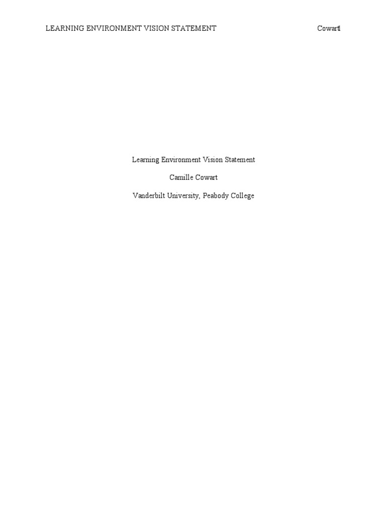 Cowart Learning Environment Vision Statement | PDF | Curriculum | Pedagogy